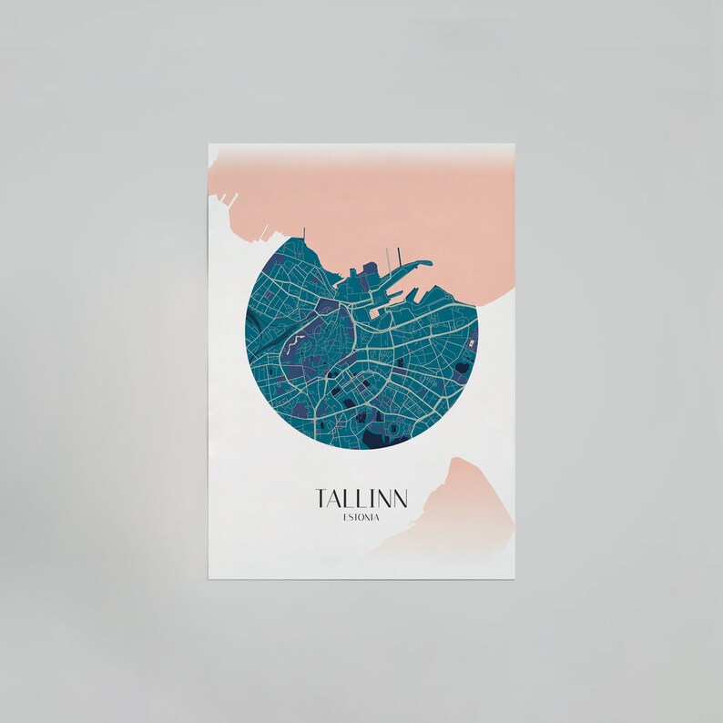Printable Tallinn Circle Map Minimalist Poster - Etsy
