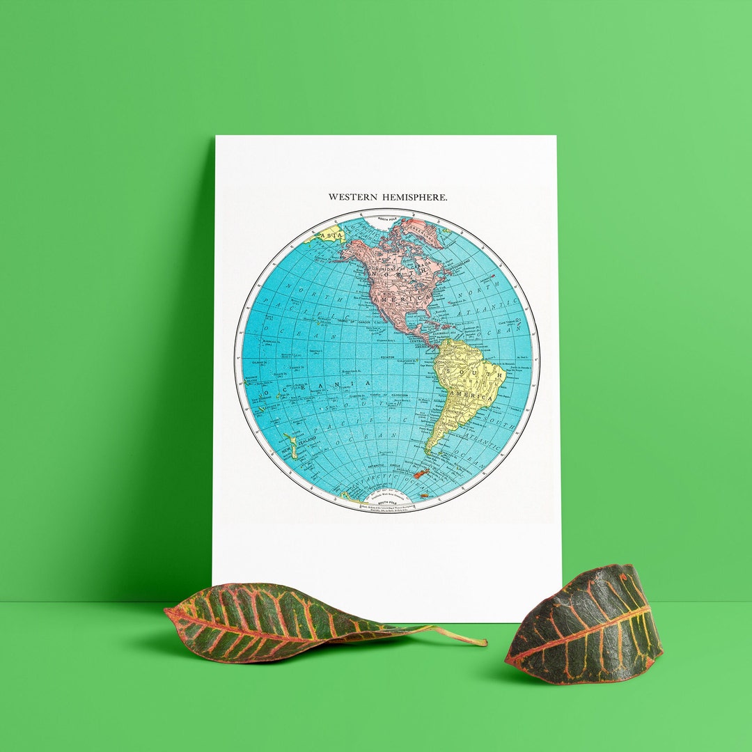 Continent Map Western Hemisphere Minimalist Poster - Etsy