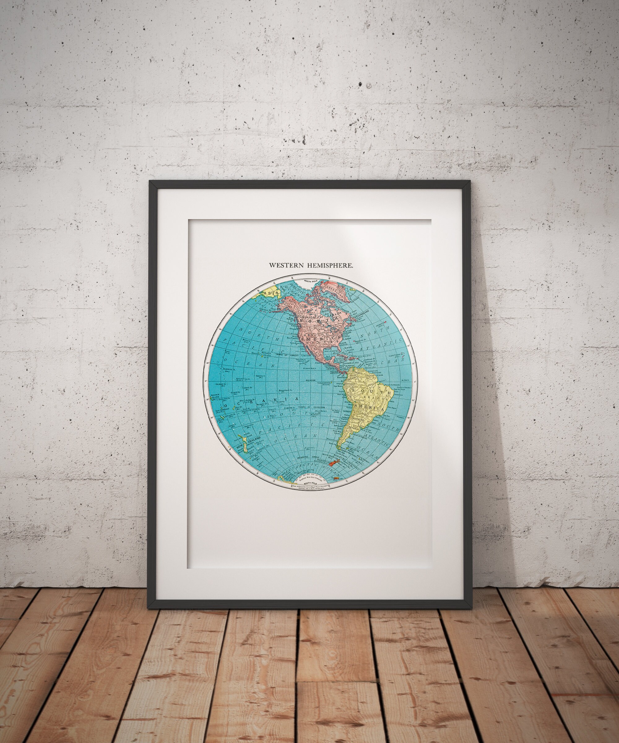 Continent Map Western Hemisphere Minimalist Poster - Etsy