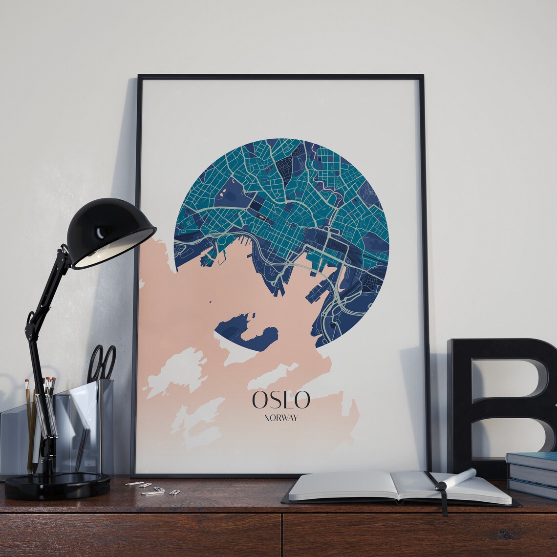 Printable Oslo Circle Map Minimalist Poster - Etsy