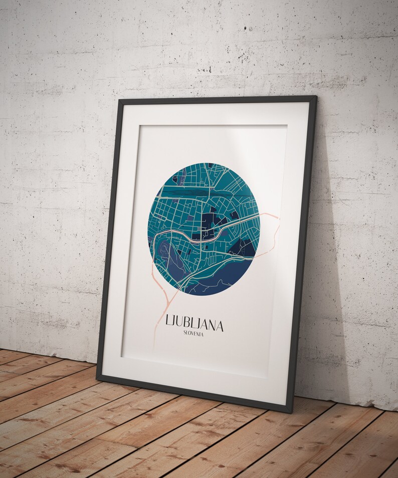 Printable Ljubljana Circle Map Minimalist Poster - Etsy