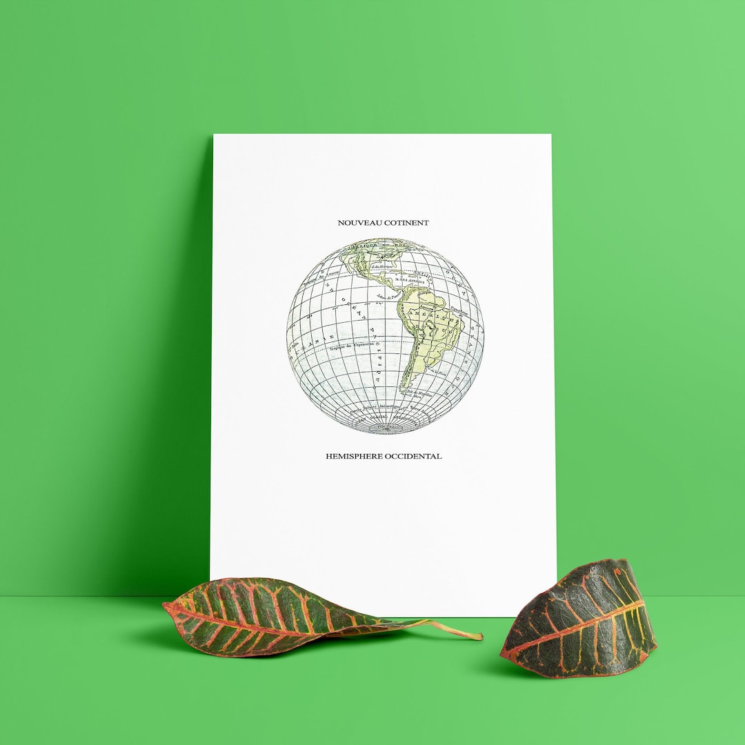 Ancient Continent Hemisphere Occidental Map Minimalist Poster - Etsy