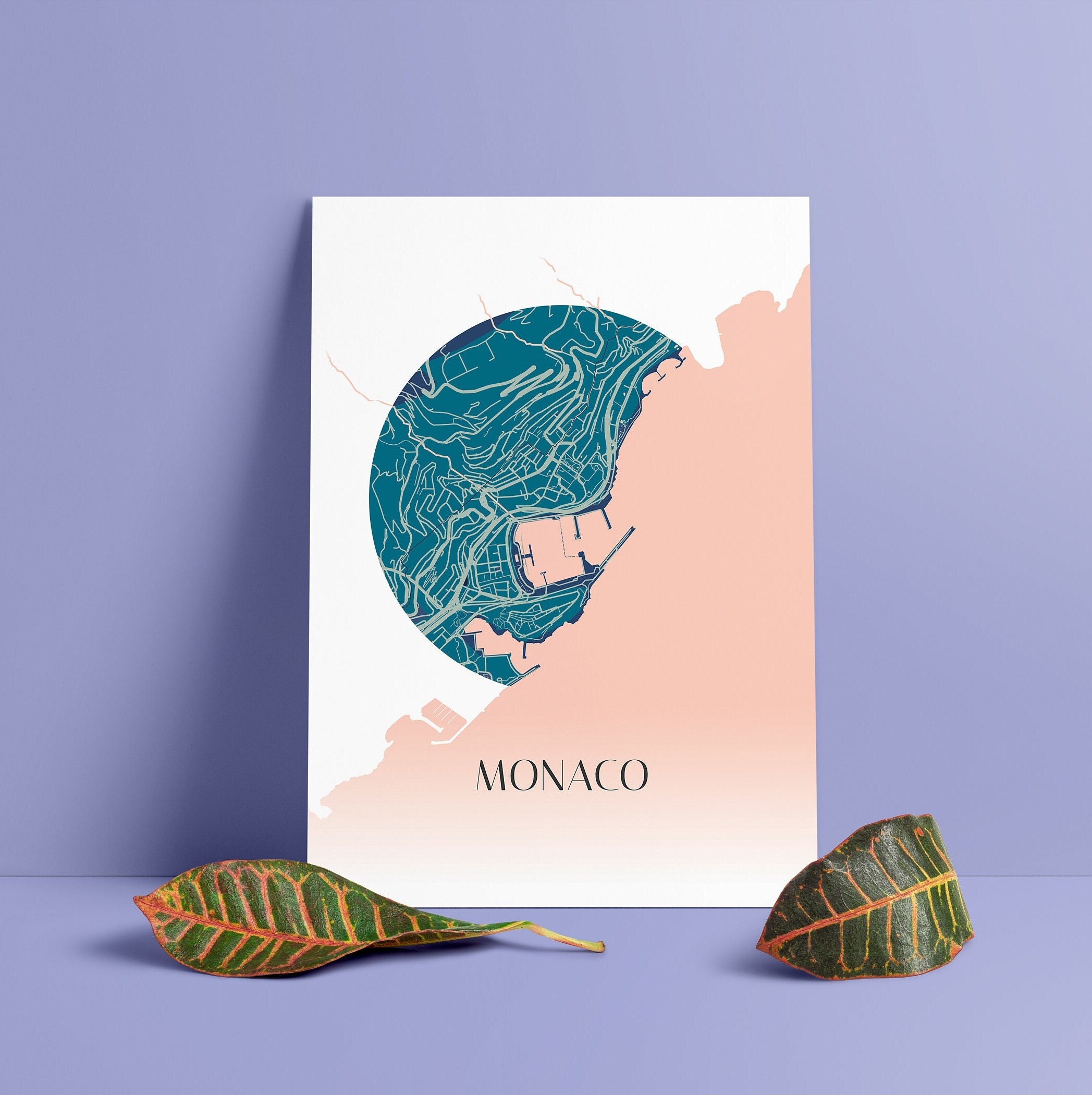 Printable Monaco Circle Map Minimalist Poster - Etsy