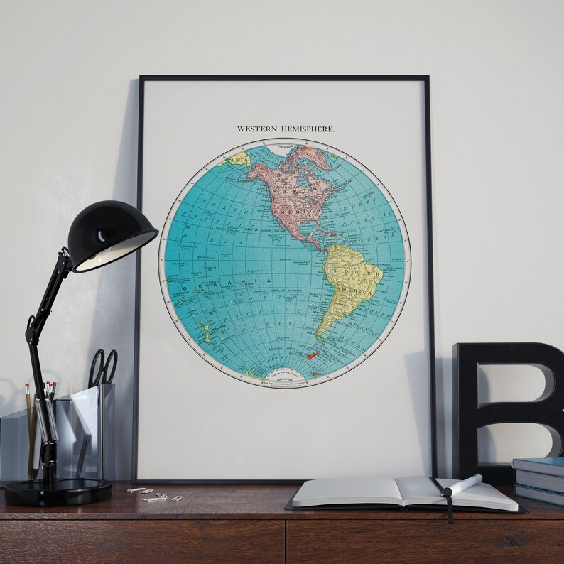 Continent Map Western Hemisphere Minimalist Poster - Etsy