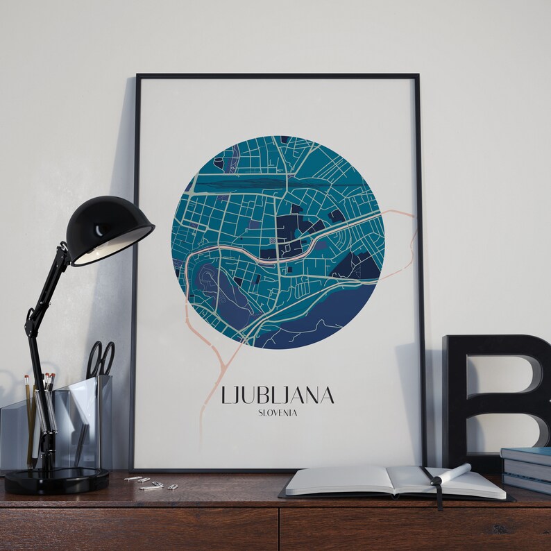 Printable Ljubljana Circle Map Minimalist Poster - Etsy