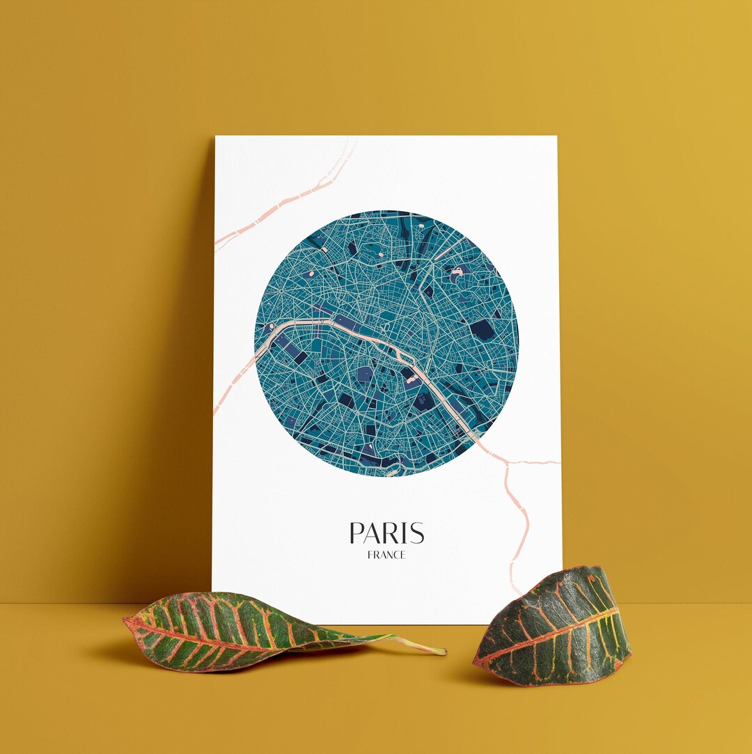 Printable Paris Circle Map Minimalist Poster - Etsy