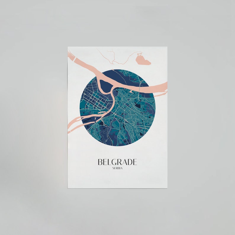 Printable Belgrade Circle Map Minimalist Poster - Etsy