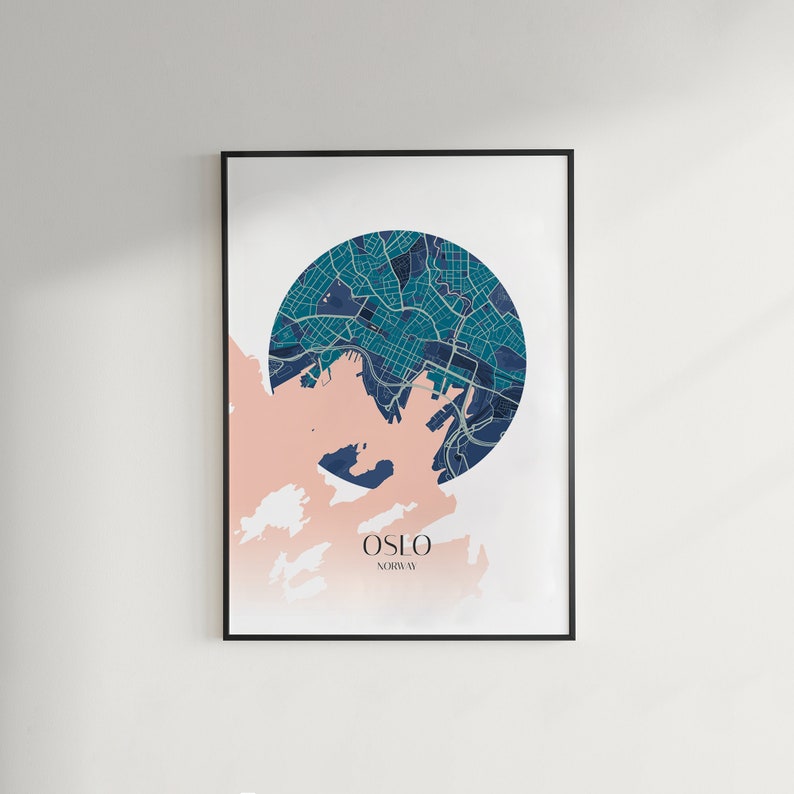 Printable Oslo Circle Map Minimalist Poster - Etsy