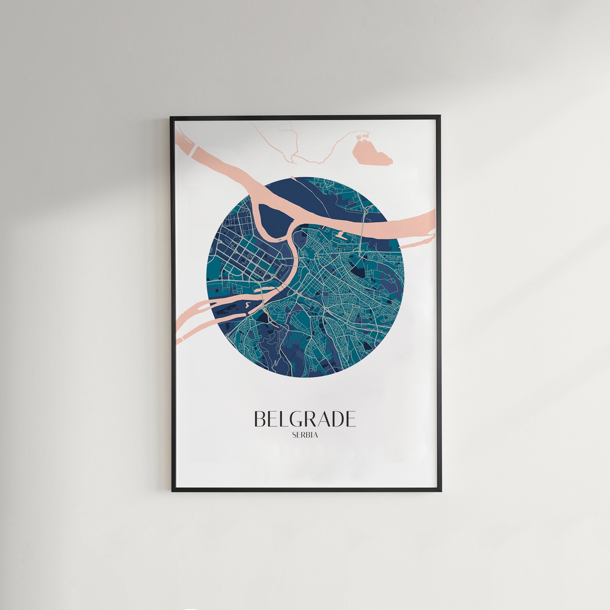 Printable Belgrade Circle Map Minimalist Poster - Etsy