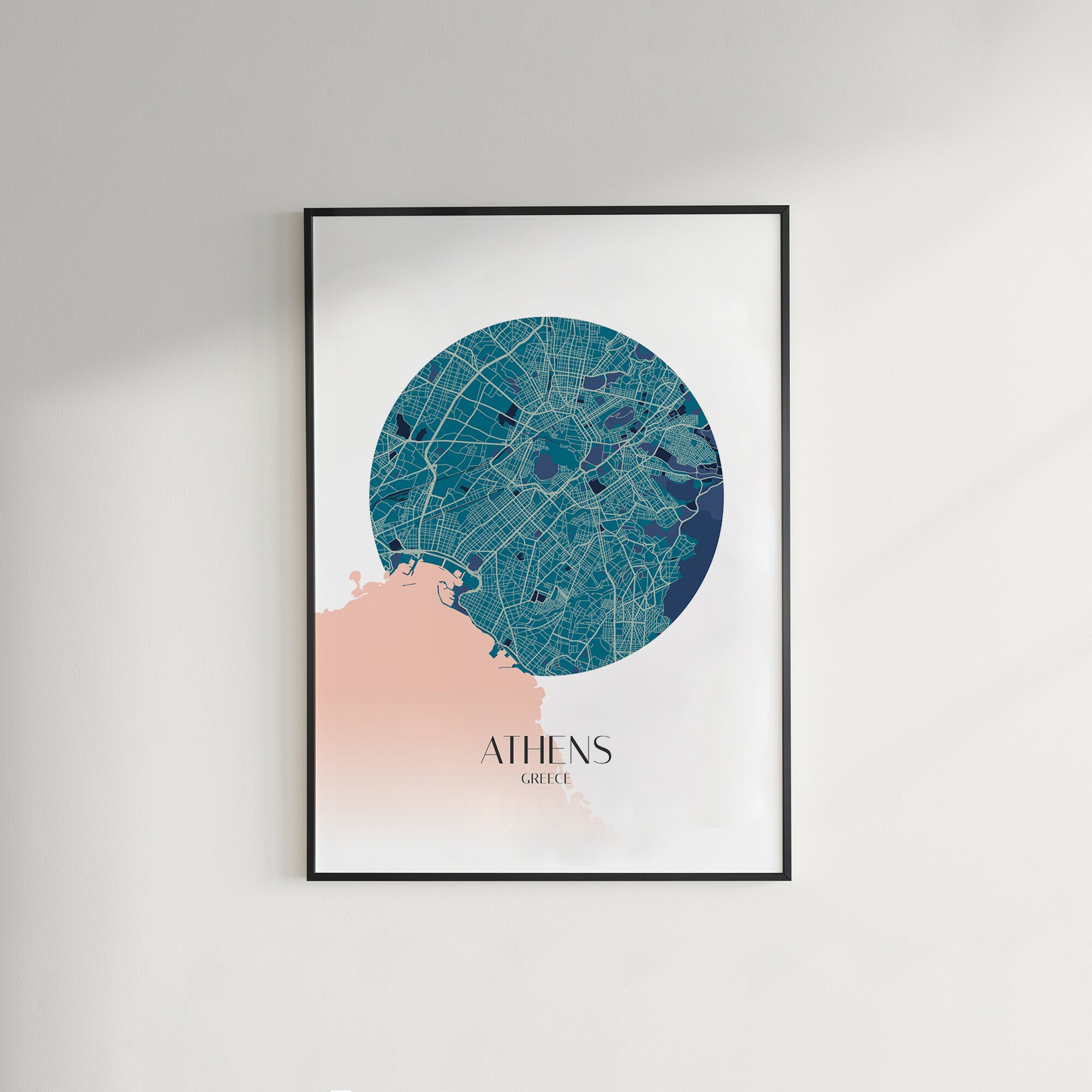 Printable Athens Circle Map Minimalist Poster - Etsy