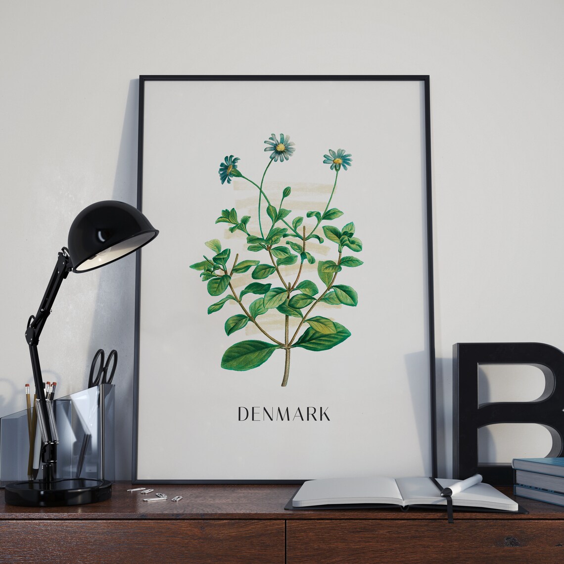 Printable Denmark Marguerite Daisy Flowers of the World Minimalist ...
