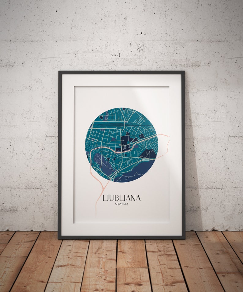 Printable Ljubljana Circle Map Minimalist Poster - Etsy