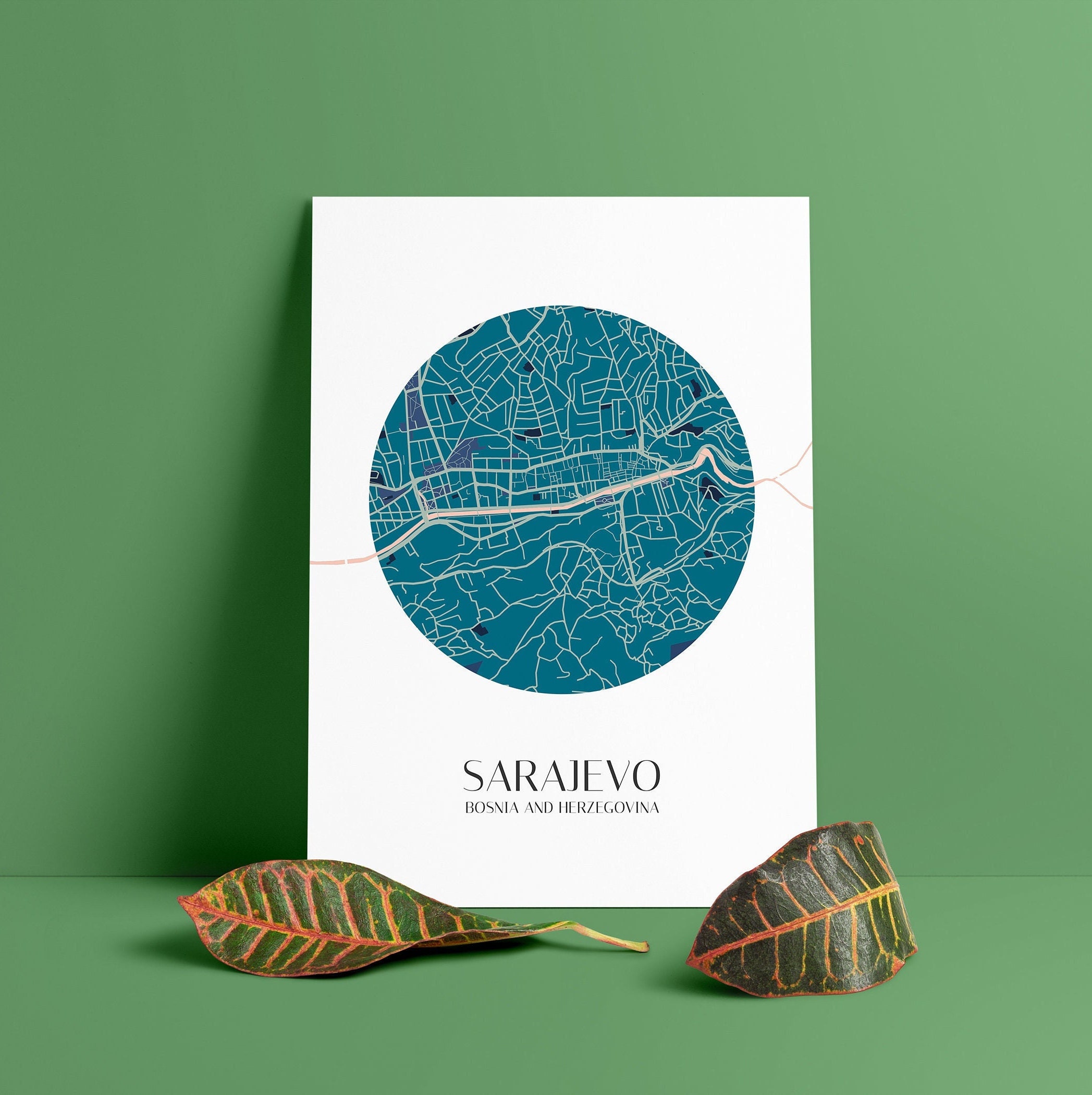 Printable Sarajevo Circle Map Minimalist Poster - Etsy