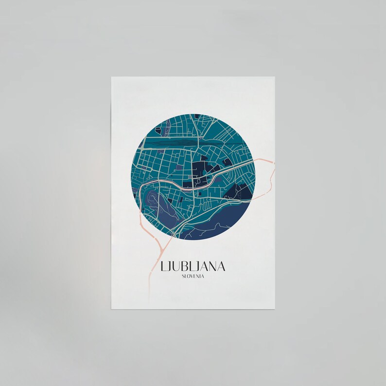 Printable Ljubljana Circle Map Minimalist Poster - Etsy