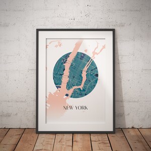 Printable New York Circle Map Minimalist Poster - Etsy