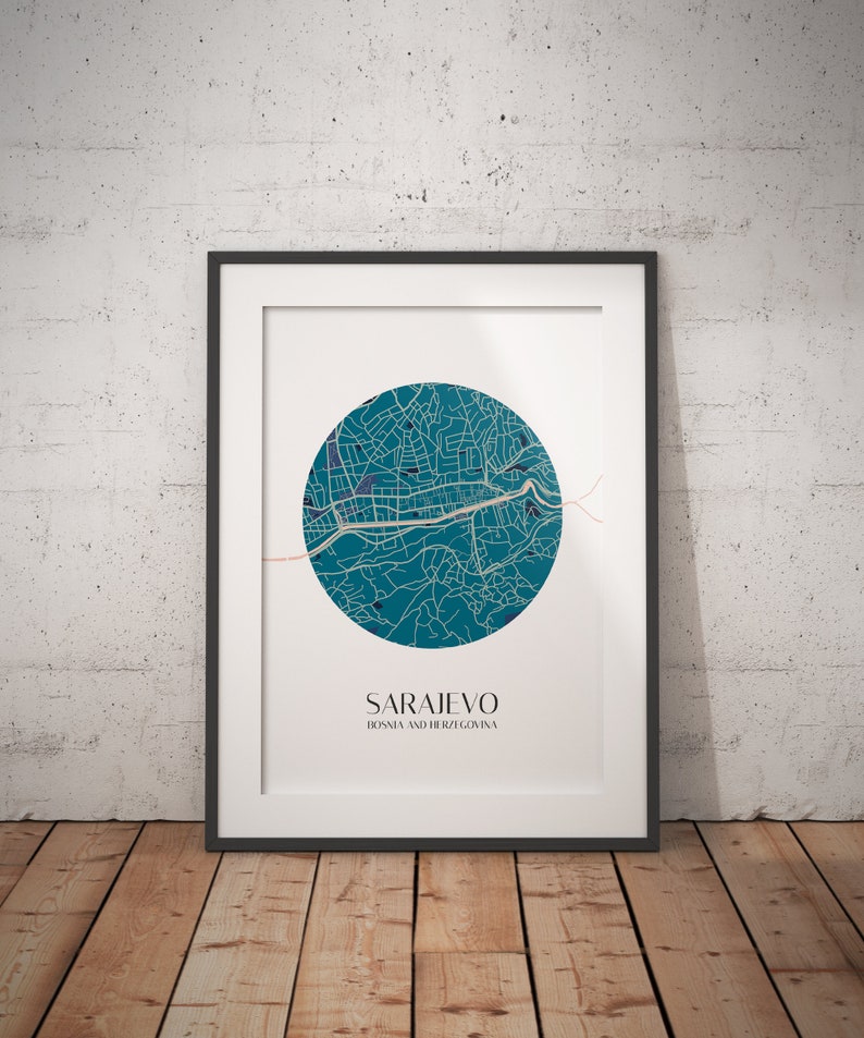Printable Sarajevo Circle Map Minimalist Poster - Etsy