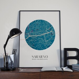 Printable Sarajevo Circle Map Minimalist Poster - Etsy