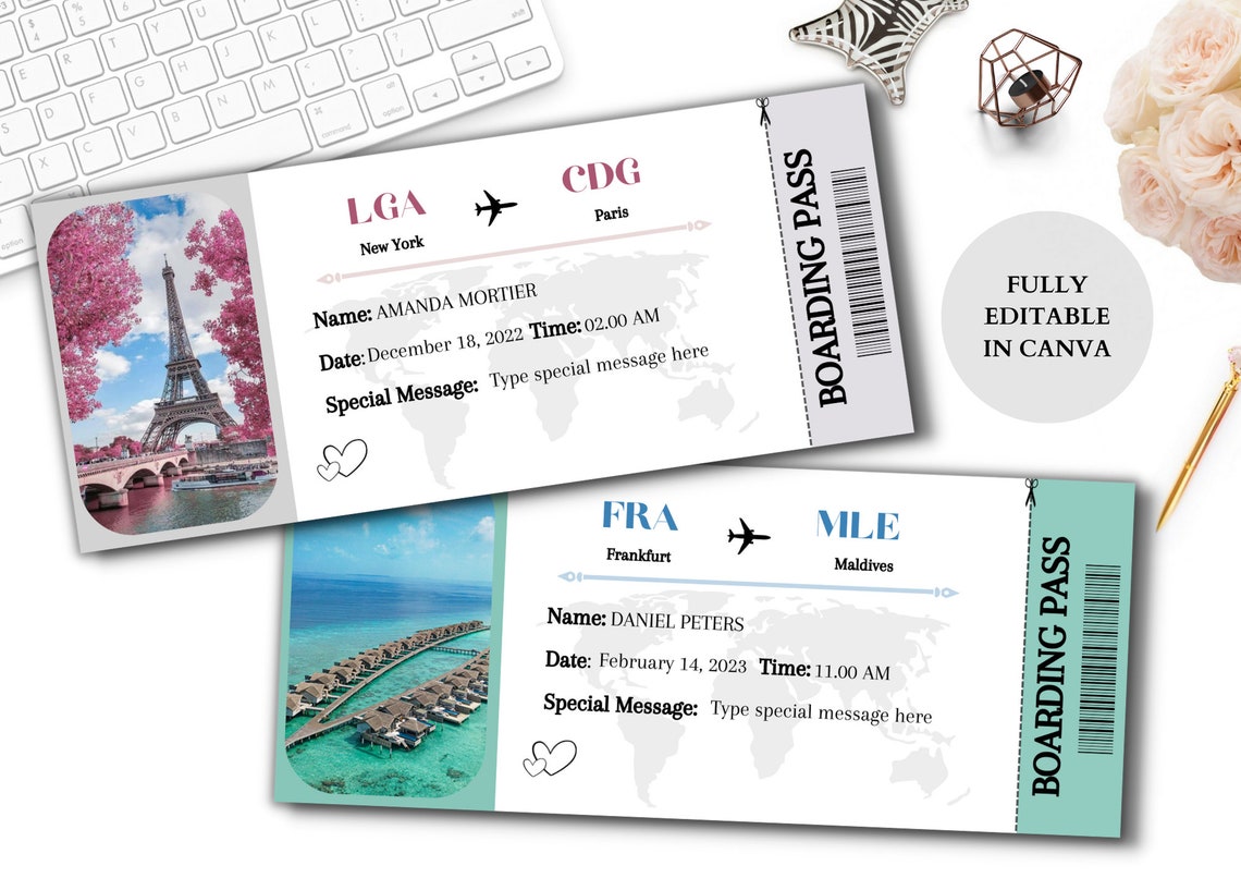 Editable Boarding Pass Template, Printable Surprise Trip Ticket ...