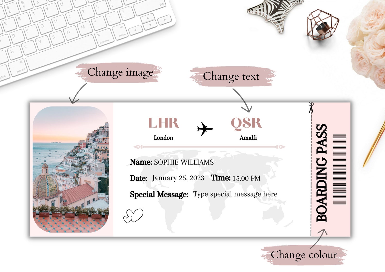 Editable Boarding Pass Template Printable Surprise Trip - Etsy