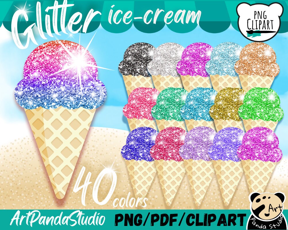 Ice Cream Cones Bundle Sparkle Bundle Digital Download Commercial Use ...
