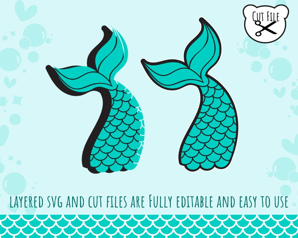 Mermaid Tail SVG Bundle | 85+ Hand Drawn Cut Files | Layered ...