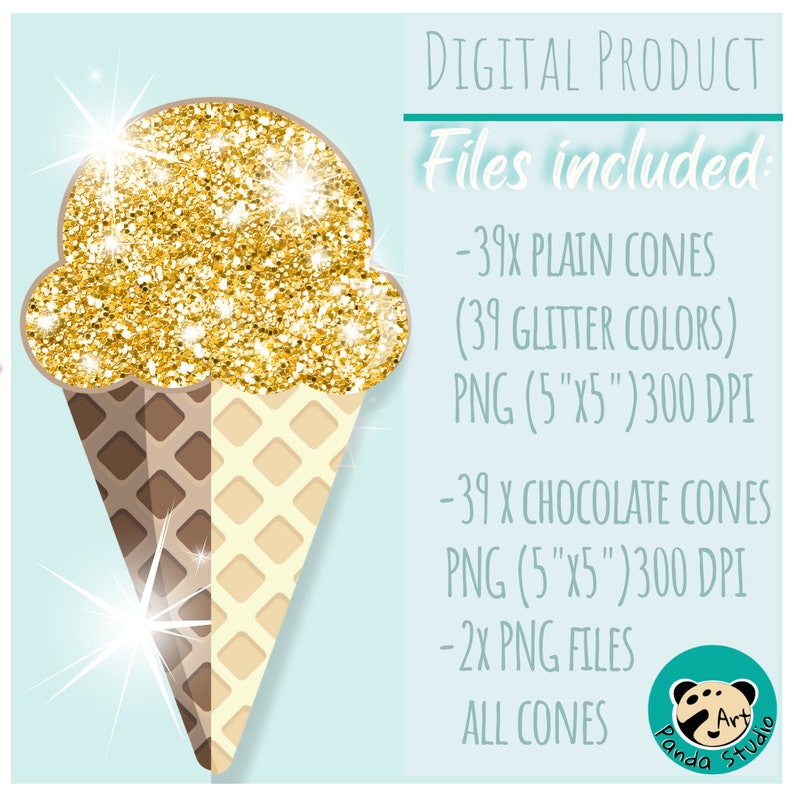 Ice Cream Cones Bundle Sparkle Bundle Digital Download Commercial Use ...