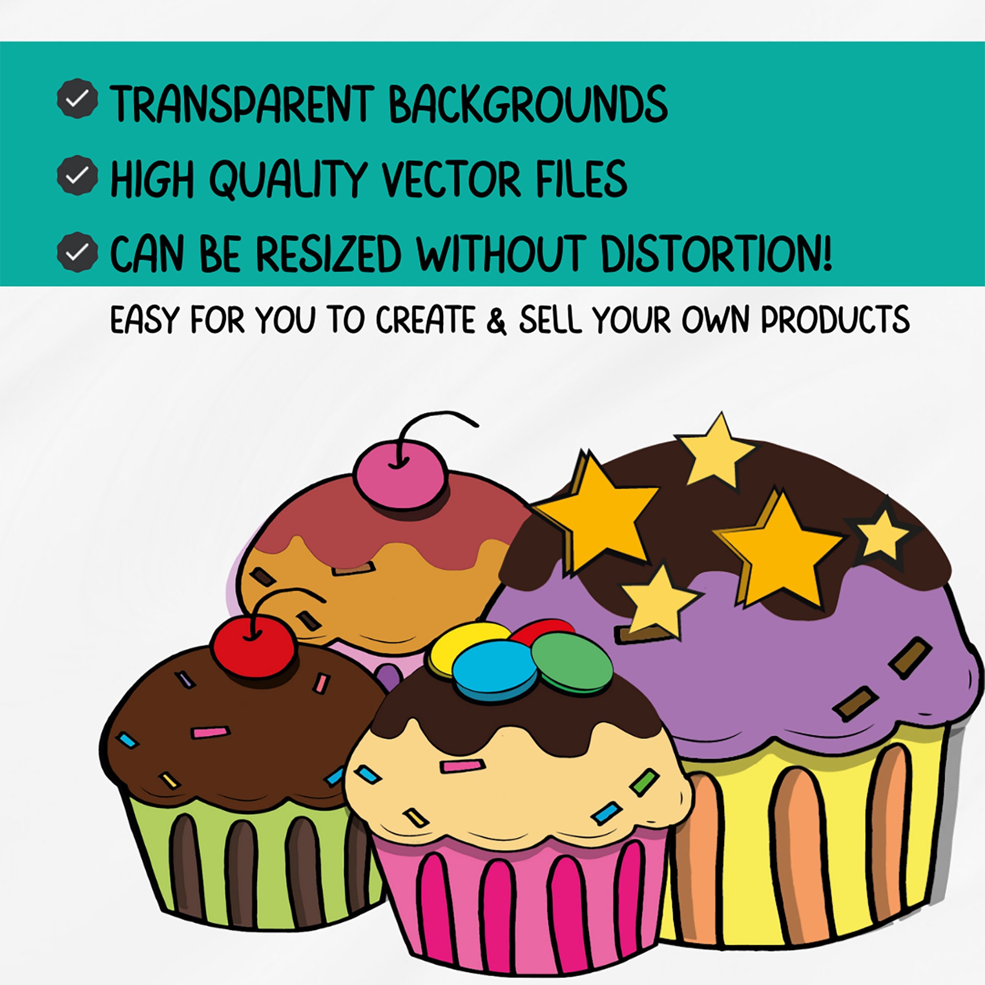 Cupcake Clipart - Set of 25 | Png/vector Bundle |commercial Use ...