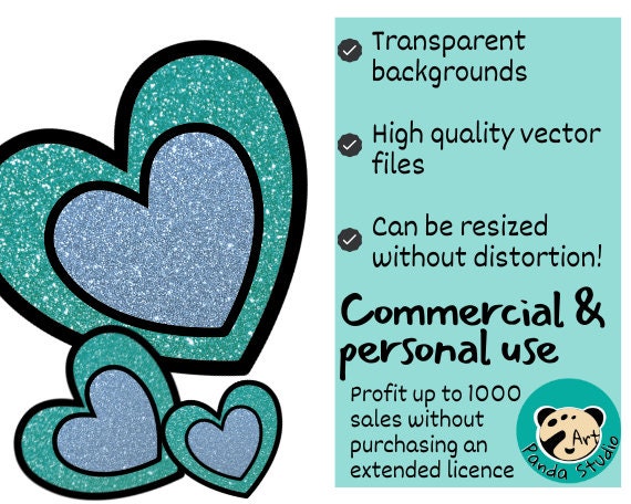 20 Glitter Hearts Clipart, Romantic Glitter Clipart, Shimmering Heart ...