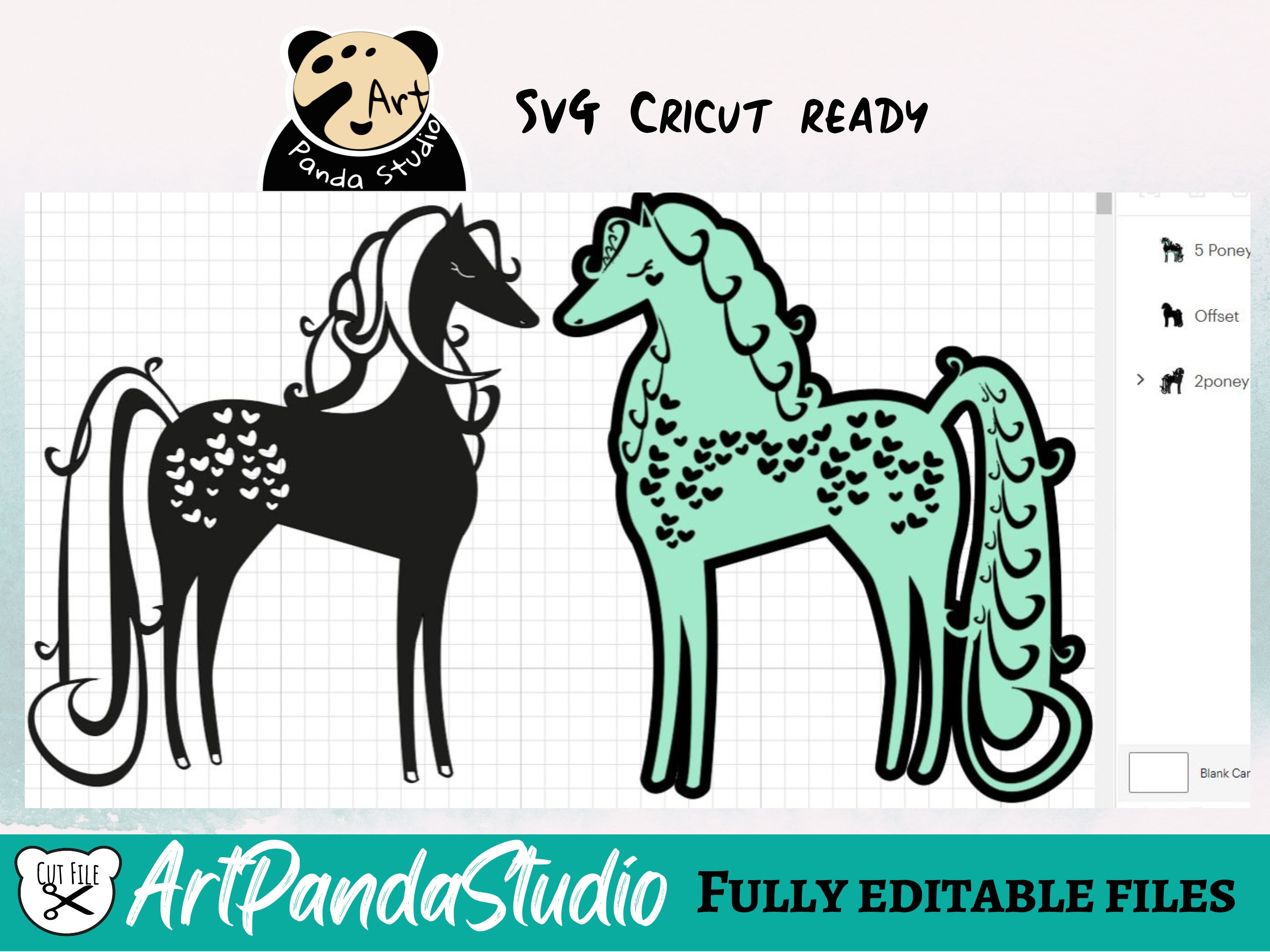 Hand-drawn Pony Silhouette SVG Cut Files - Set of 7 | Commercial Use ...