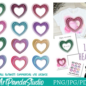 12 Love Heart Clipart PNG, Love Heart Instant Download, Heart Clipart ...