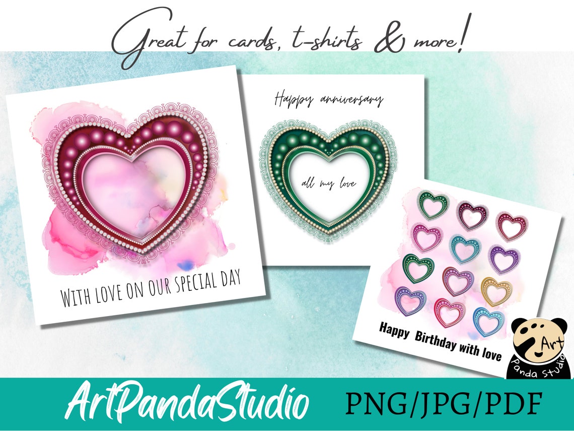 12 Love Heart Clipart PNG, Love Heart Instant Download, Heart Clipart ...