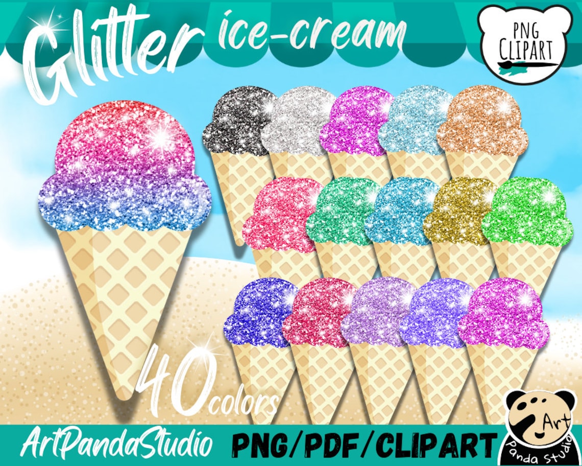 Ice Cream Cones Bundle Sparkle Bundle Digital Download Commercial Use ...
