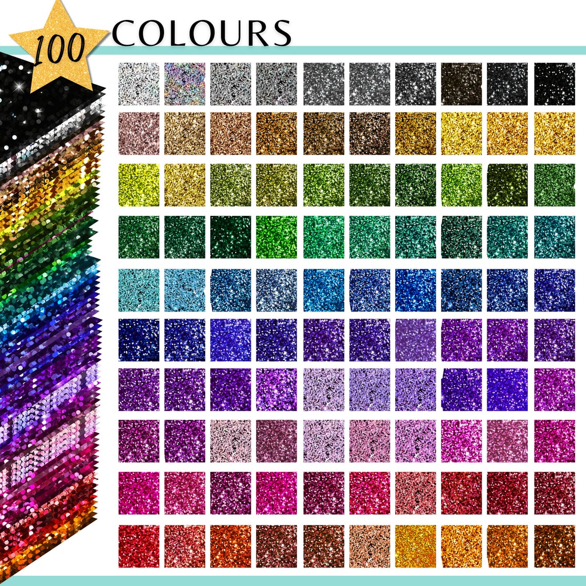 100 Sparkling Glitter Stars Digital PNG | Glitter Clipart Commercial ...