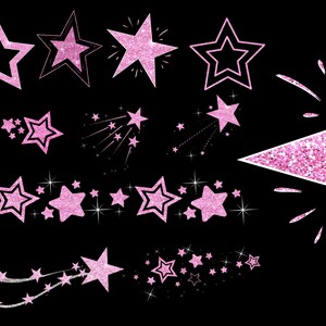 25 Pink Glitter Stars Clipart Bundle - Pink Glitter Star Clipart - Pink ...
