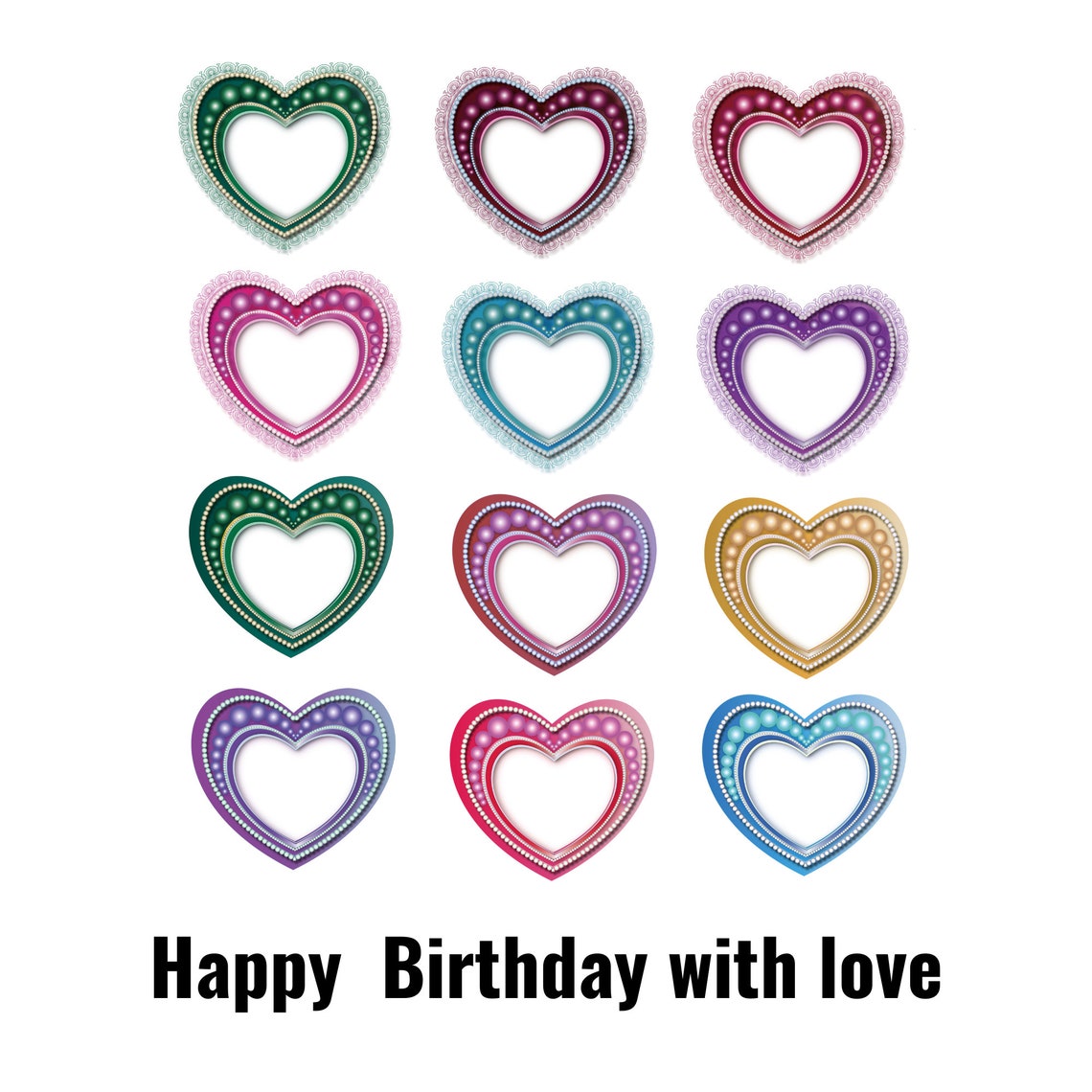 12 Love Heart Clipart PNG, Love Heart Instant Download, Heart Clipart ...