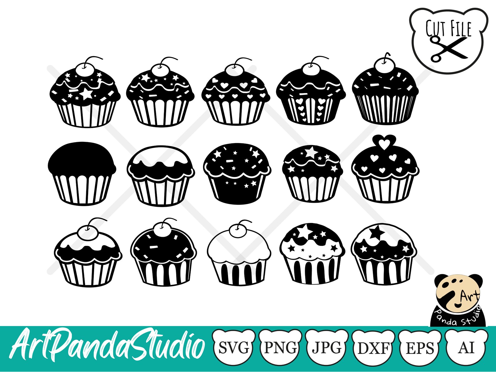 15 SVG Cupcakes, 15 SVG Cut Files, Circuit Cut Files Cake, Muffin SVG ...