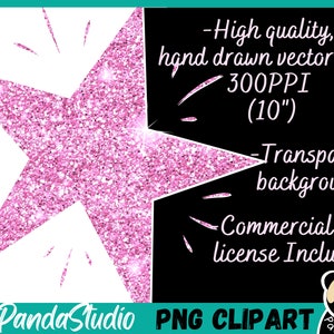25 Pink Glitter Stars Clipart Bundle - Pink Glitter Star Clipart - Pink ...