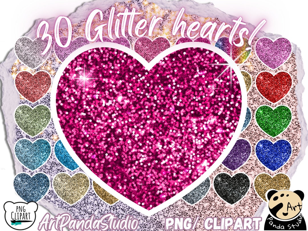 30 Glitter Hearts Clipart Sparkling Hearts Clipart Bundle - Etsy