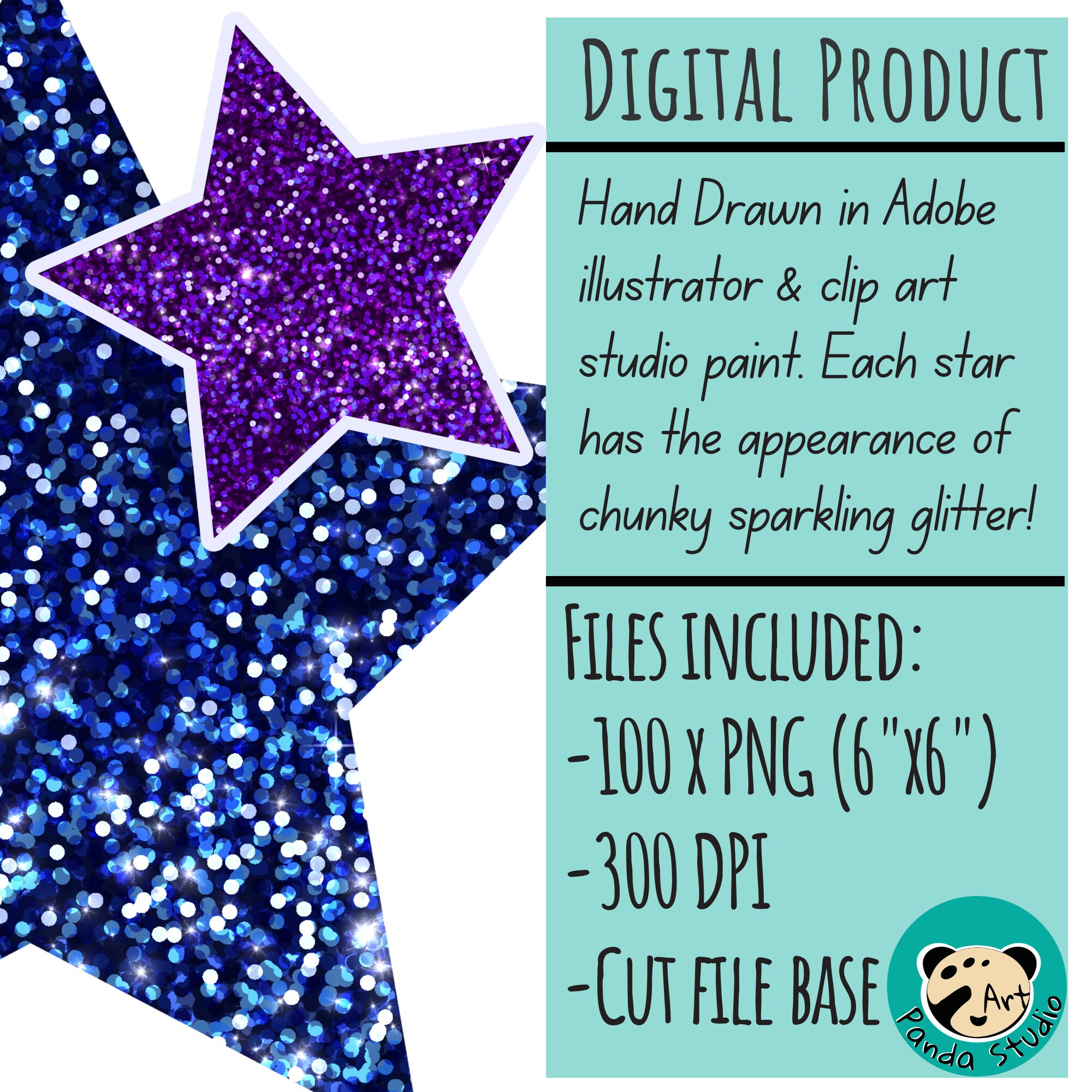 100 Sparkling Glitter Stars Digital PNG | Glitter Clipart Commercial ...