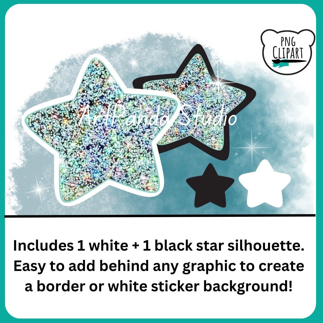 50 Cute Sparkling Glitter Stars Digital PNG | Glitter Clipart ...