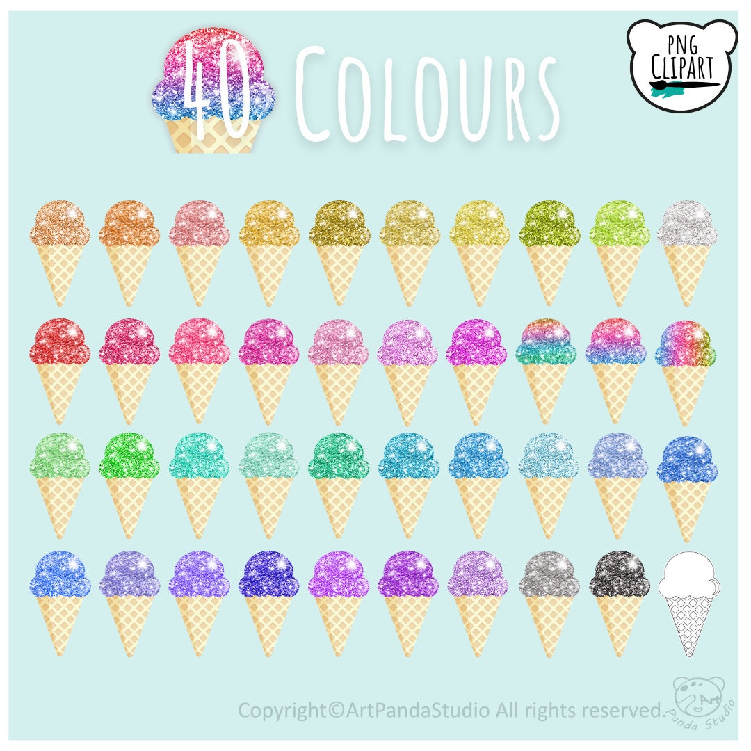 Ice Cream Cones Bundle Sparkle Bundle Digital Download Commercial Use ...