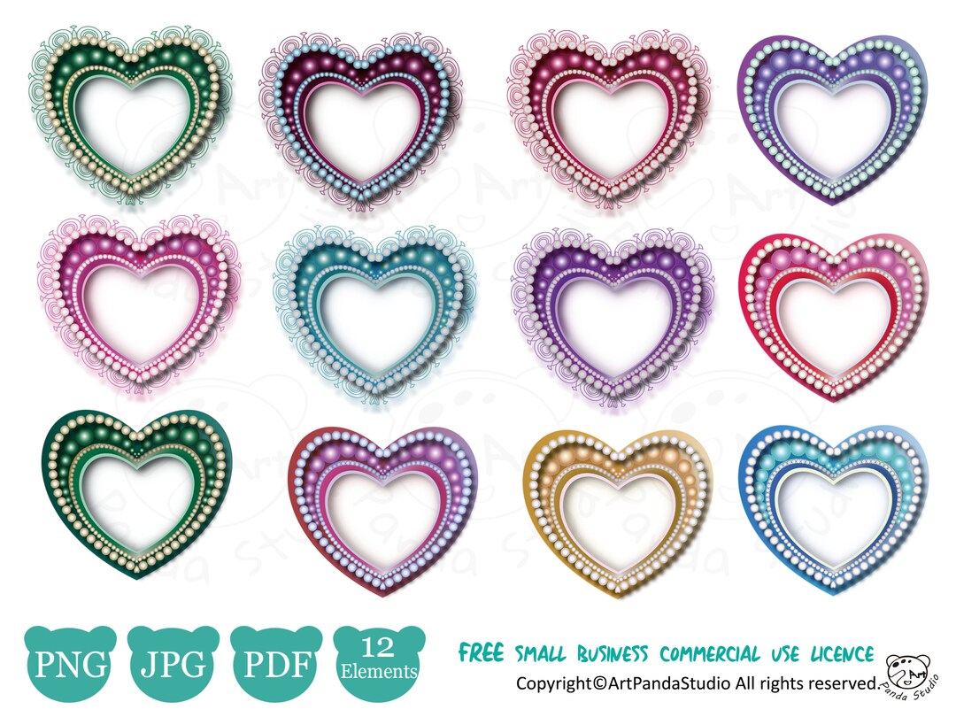 12 Love Heart Clipart PNG, Love Heart Instant Download, Heart Clipart ...