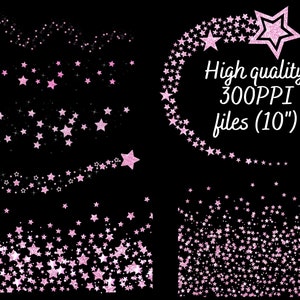 25 Pink Glitter Stars Clipart Bundle - Pink Glitter Star Clipart - Pink ...
