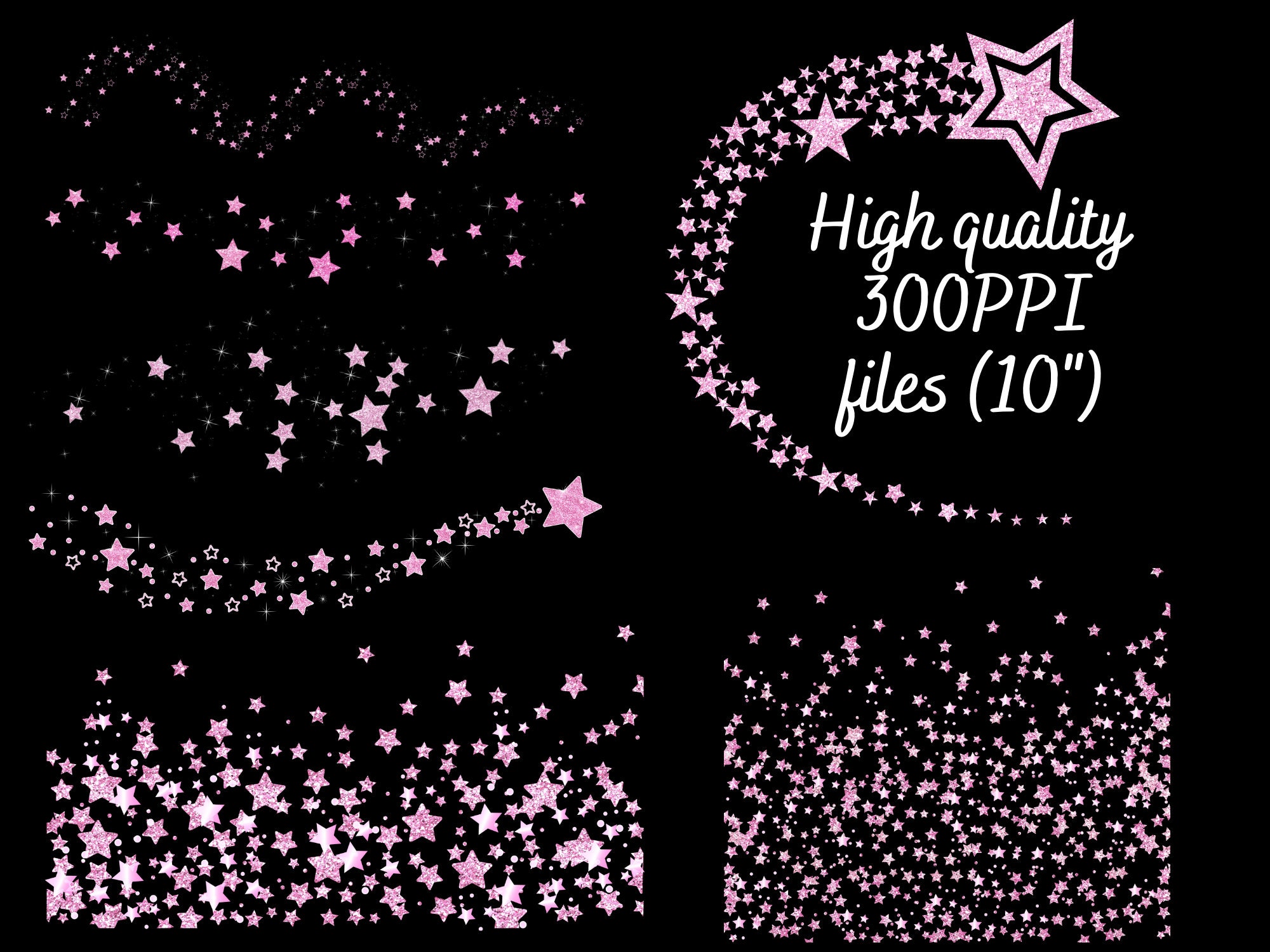 25 Pink Glitter Stars Clipart Bundle - Pink Glitter Star Clipart - Pink ...