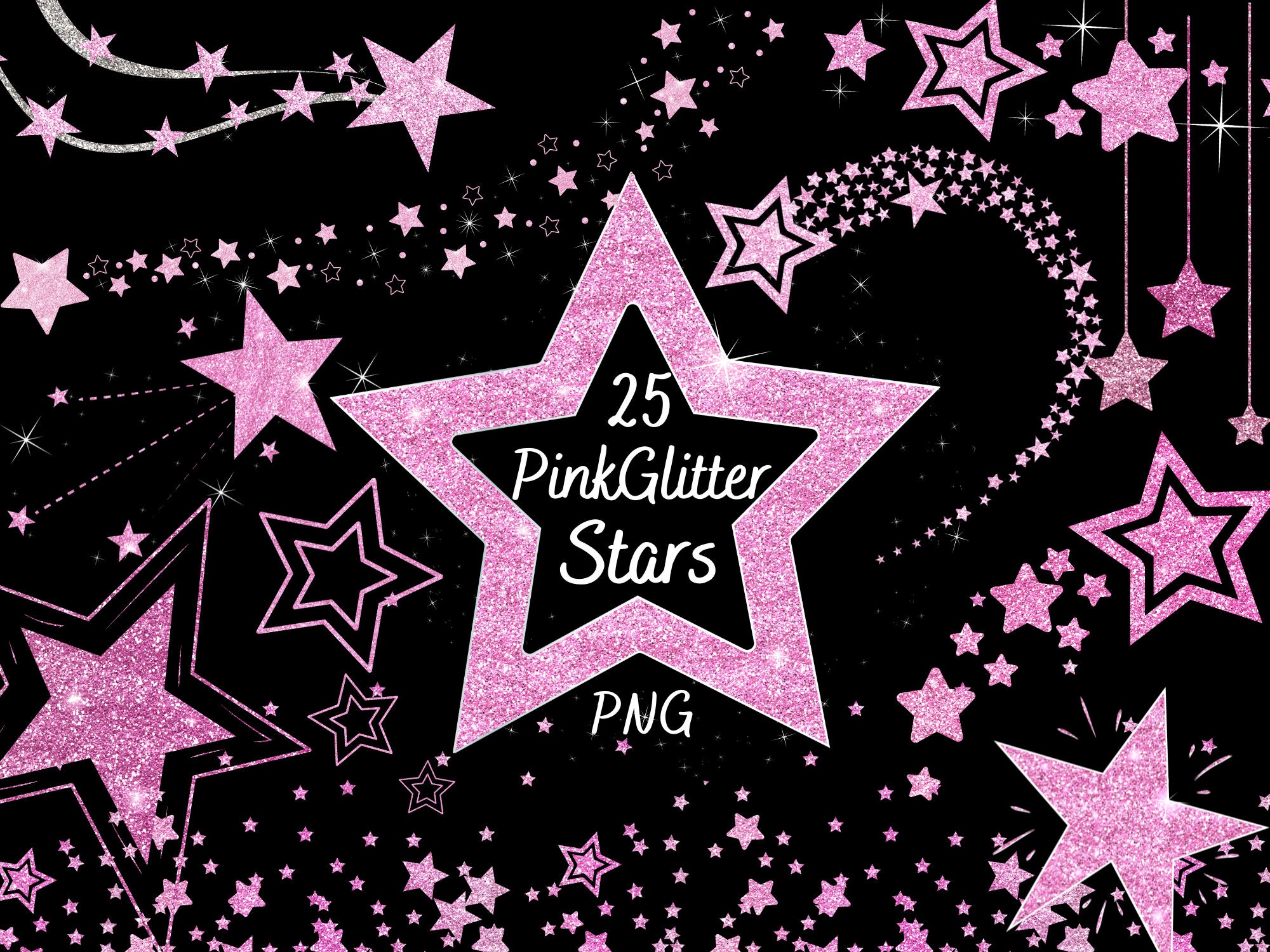 Pink Glitter Star Clip Art