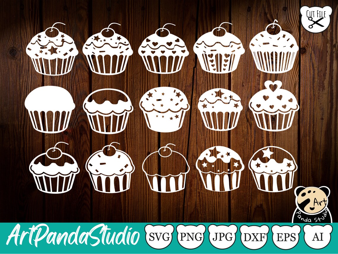 15 SVG Cupcakes, 15 SVG Cut Files, Circuit Cut Files Cake, Muffin SVG ...
