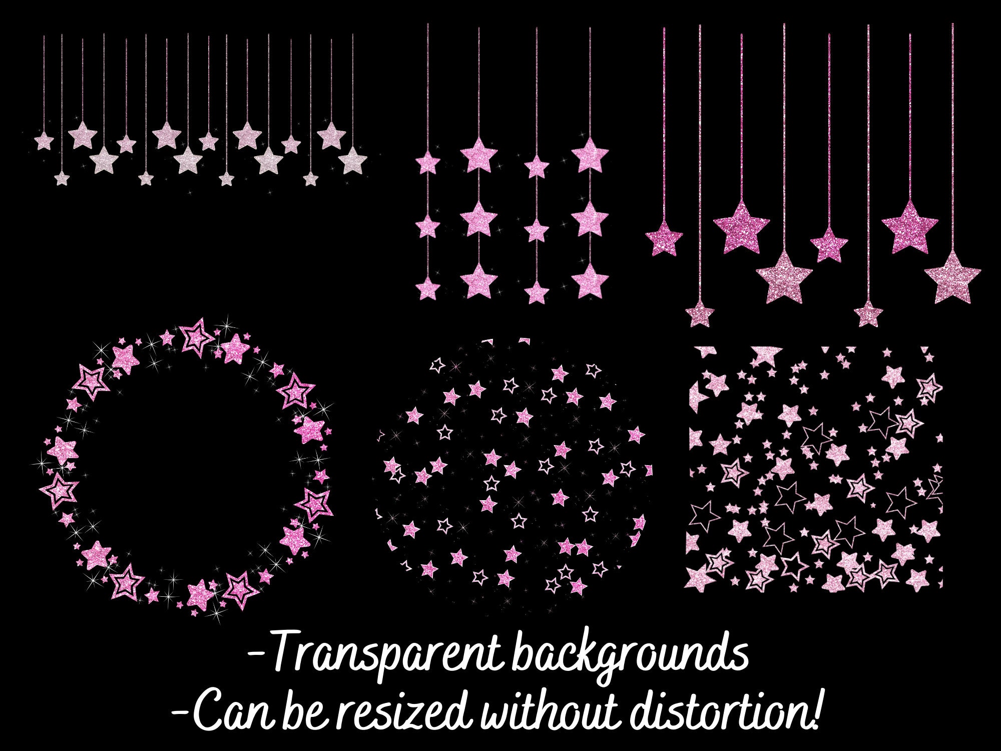 25 Pink Glitter Stars Clipart Bundle - Pink Glitter Star Clipart - Pink ...