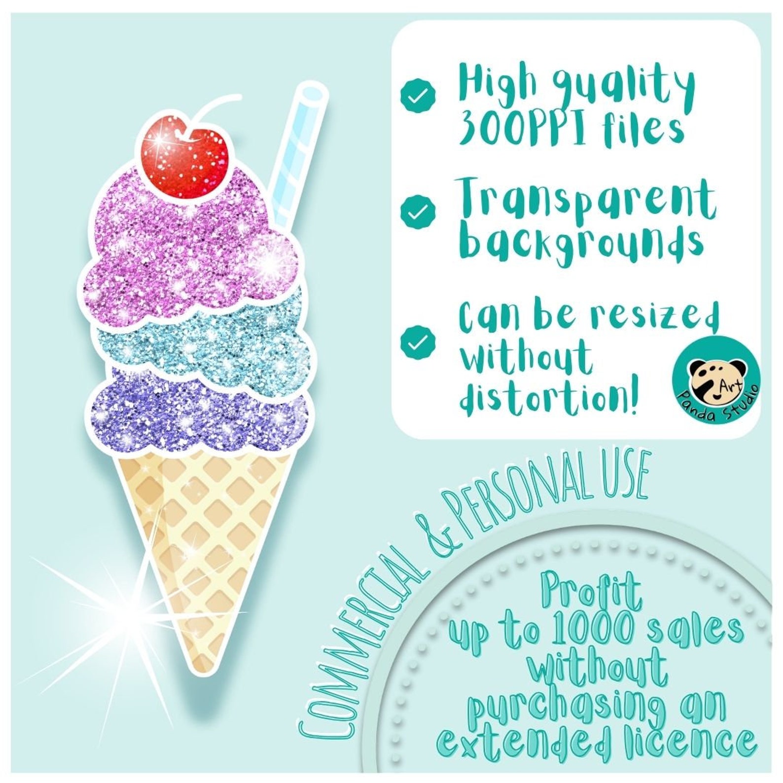 Glitter Ice Cream Scoops - Rainbow Colors | SVG Cut File, Glitter ...