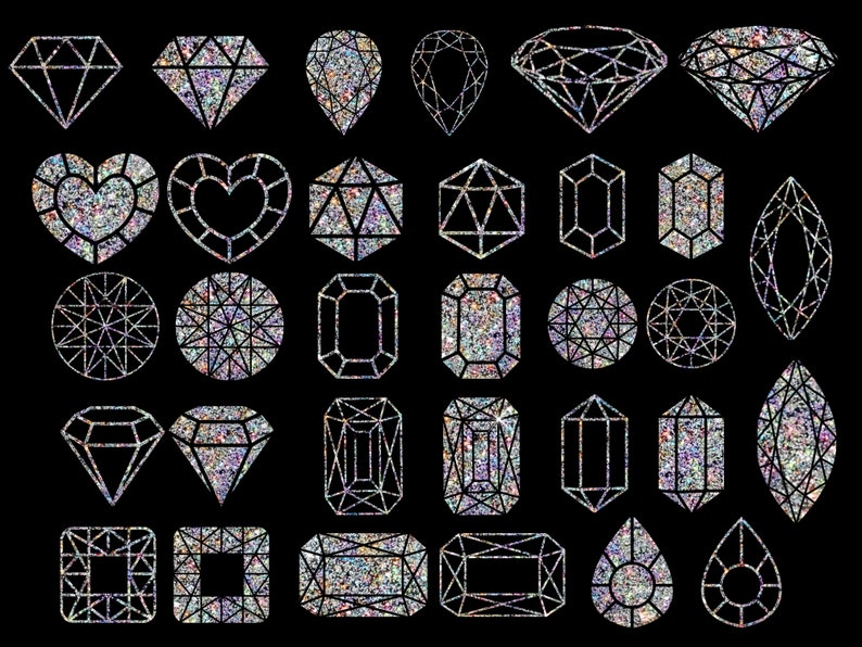 32 Sparkling Glitter Diamonds Digital PNG | Diamond Glitter Clipart ...
