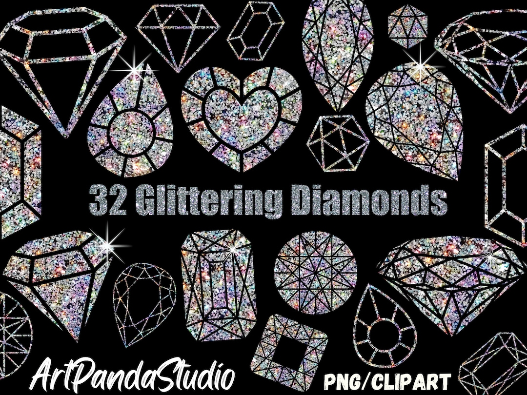32 Sparkling Glitter Diamonds Digital PNG | Diamond Glitter Clipart ...